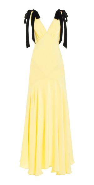 Rodarte - - Ribbon-Detailed Silk-Crepe Maxi Dress - Yellow - US 0 ...