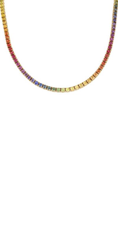 Roxanne First - - 14k Yellow Gold Graduated Rainbow Sapphire Tennis ...