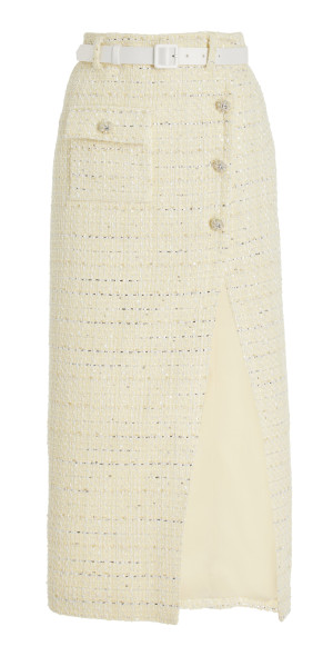 Self Portrait - - Boucle Midi Skirt - Yellow - US 10 - Moda Operandi