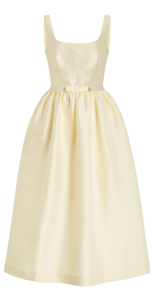 Self Portrait - - Bow-Detailed Twill Midi Dress - Yellow - US 2 - Moda ...