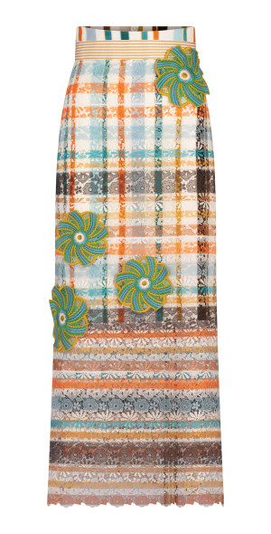 Silvia Tcherassi - - Shadia Embellished Cotton Midi Skirt - Multi - M