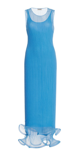 SIMKHAI - - Daniella Ruffled Chiffon Maxi Dress - Blue - S - Moda Operandi