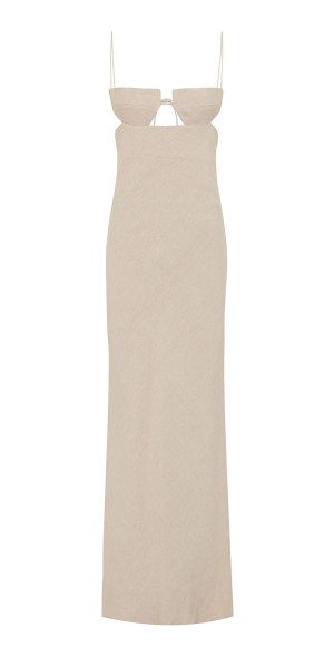 St. Agni - - Bra-Detailed Linen Maxi Dress - Neutral - L