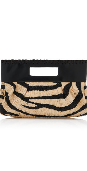 STAUD - - Lena Zebra Raffia Clutch - Black/white - OS