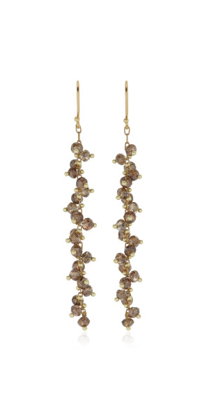 Ten Thousand Things - - 18k Yellow Gold Beaded Long Spiral Earring ...