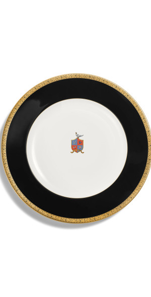 Tiffany & Co. - - Crest Bone China Dinner Plate - Black