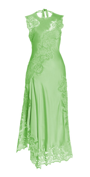 Ulla Johnson - - Kaia Lace-Trimmed Silk Midi Dress - Green - US 2