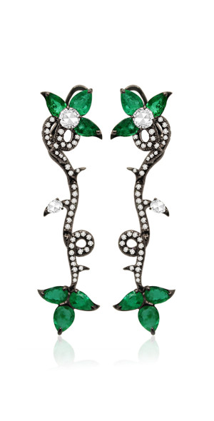 VAK - - 18k White Gold Eternal Garden Earrings with Emeralds - Green ...