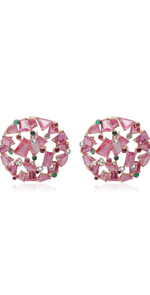 VAK - - 18k White Gold Shattered Earrings with Pink Sapphires - Pink ...
