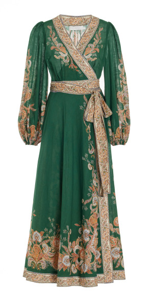 Zimmermann - - Devi Wrap Midi Dress - Green - 0 - Moda Operandi