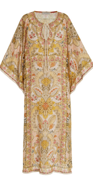 Zimmermann - - Laurel Linen Kaftan Midi Dress - Yellow - 2 - Moda Operandi