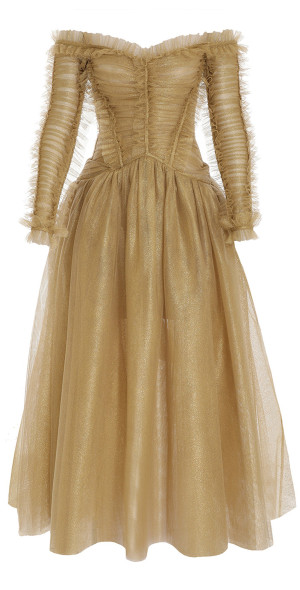 Zimmermann - - Prima Off-The-Shoulder Midi Dress - Gold - 4 - Moda Operandi