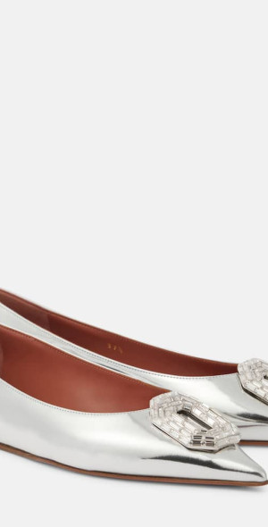 Amina Muaddi - Camelia embellished leather ballet flats
