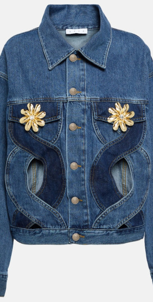 Area - Embellished cutout denim jacket