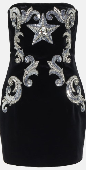 Balmain - Embellished velvet minidress