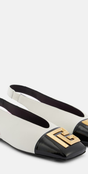 Balmain - Flat Eden leather slingback flats