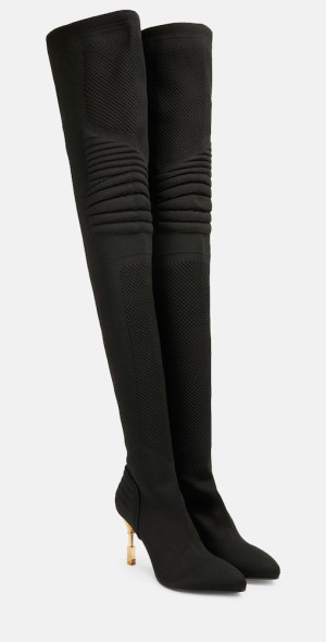 Balmain - Moneta knit over-the-knee boots