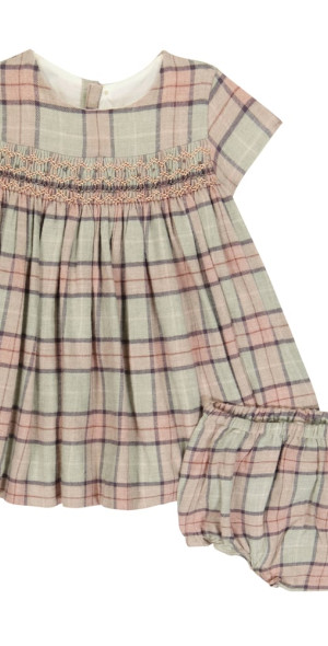 Bonpoint - Baby Maruska checked dress and bloomers set