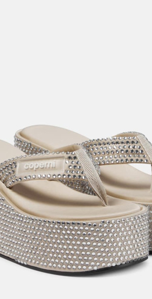 Coperni - Embellished platform thong sandals