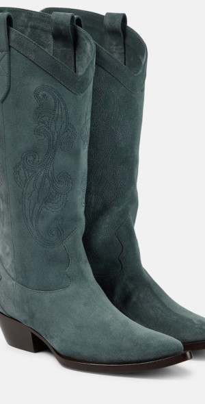 Etro - Embroidered suede leather boots