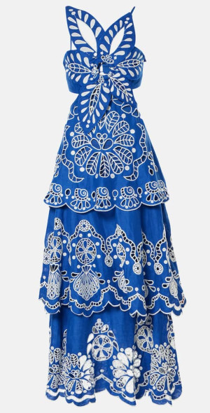 Farm Rio - Flower Richelieu linen maxi dress