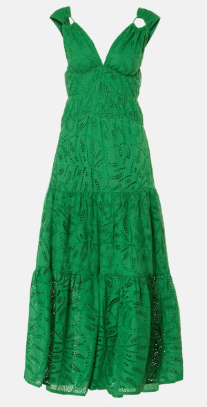 Farm Rio - Monstera tiered cotton maxi dress