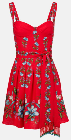 Farm Rio - Sweet Bloom Bouquet linen-blend minidress