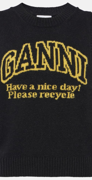 Ganni - Logo wool-blend sweater vest