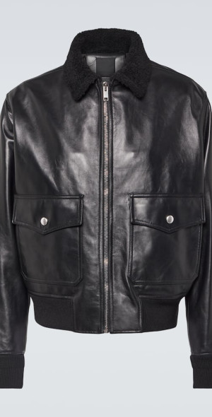 Givenchy - Shearling-trimmed leather jacket