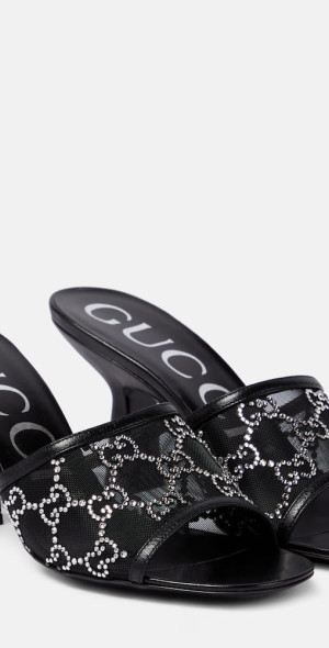 Gucci - GG embellished mesh mules