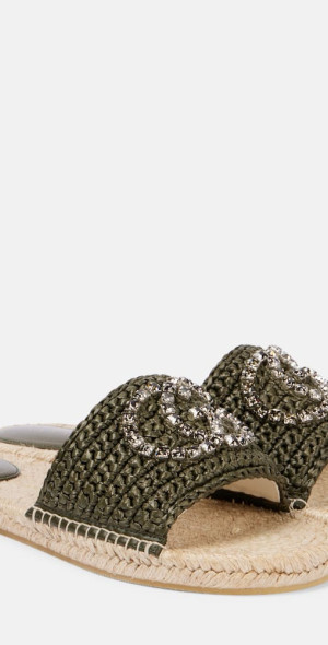 Gucci - GG embellished raffia slides