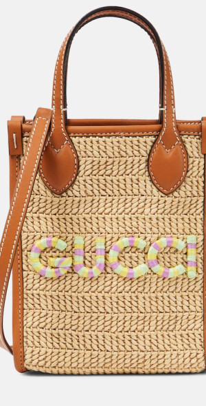 Gucci - Mini logo raffia tote bag