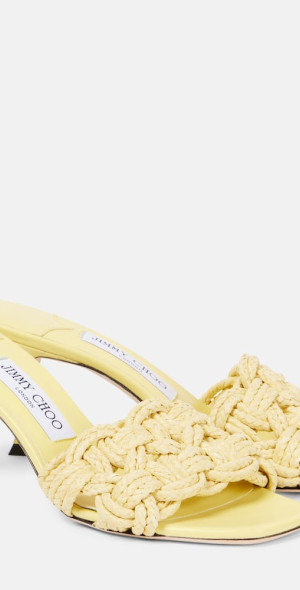 Jimmy Choo - Chara 70 woven raffia mules