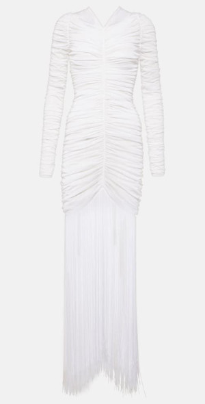 Khaite - Guisa fringed shirred silk-blend gown