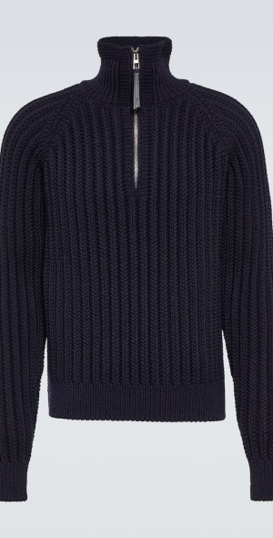 Loewe - Ribbed-knit wool half-zip sweater