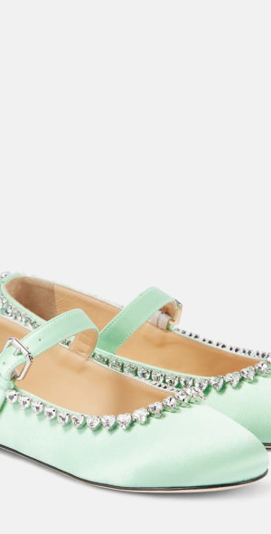 Mach & Mach - Audrey embellished satin Mary Jane flats