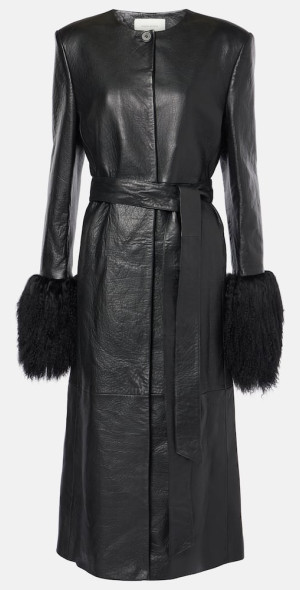 Magda Butrym - Shearling-trimmed leather coat
