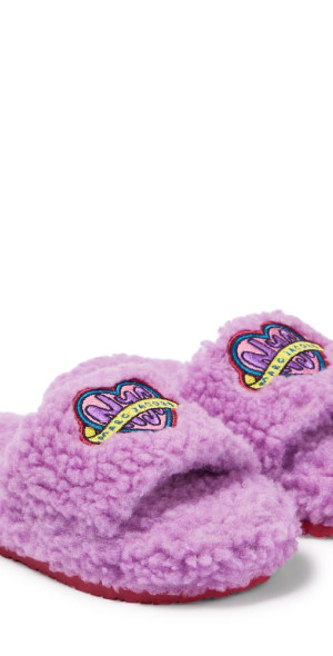 Marc Jacobs Kids - Aqua logo teddy slides