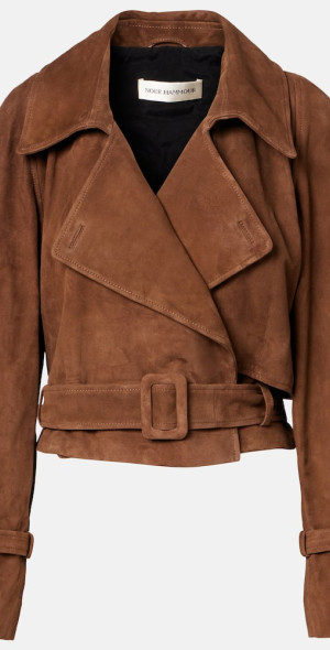 Nour Hammour - Hatti belted cropped suede jacket