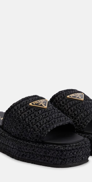 Prada - Flatform raffia sandals