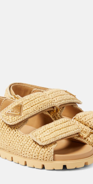 Prada - Monolith crochet raffia-effect sandals