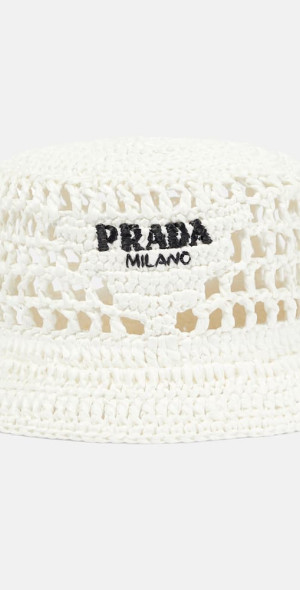 Prada - Raffia-effect bucket hat