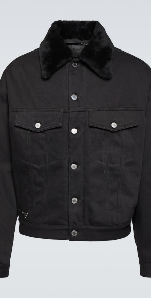 Prada - Shearling-trimmed denim jacket