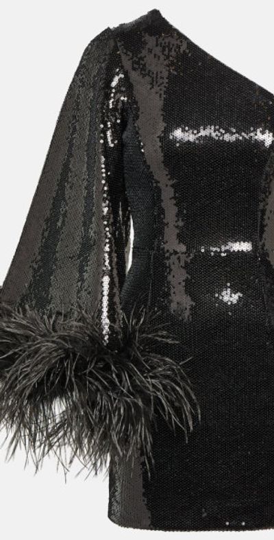 Rebecca Vallance - Nika sequined feather-trimmed minidress