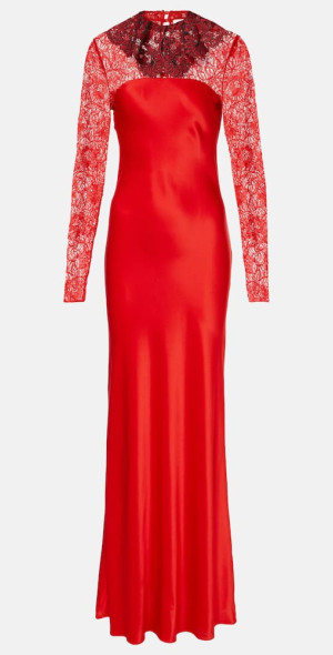 Rodarte - Lace-trimmed silk-blend satin gown