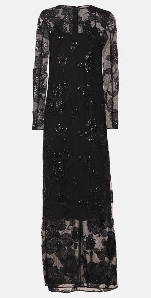 Rotate - Embellished mesh maxi dress