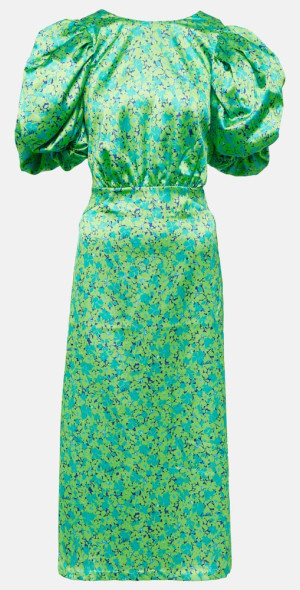 Rotate - Floral puff-sleeve satin midi dress