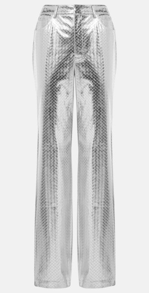 Rotate - Metallic-effect high-rise straight pants