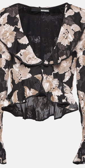 Rotate - Ruffled floral mesh top