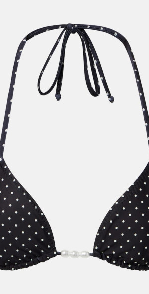 Same - Embellished polka-dot bikini top